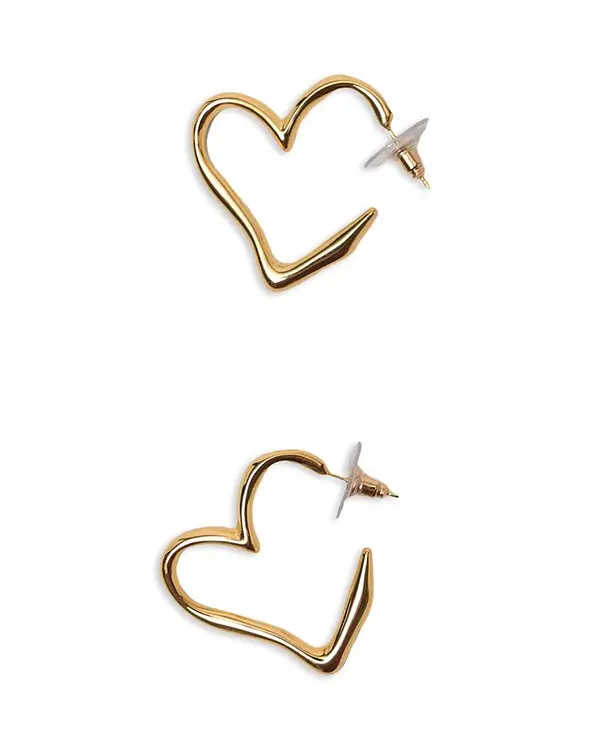 Maje Gold Plated Heart Hoop Earrings - Light Gold