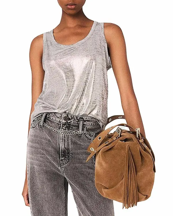 Maje Metallic Tank Top - Silver