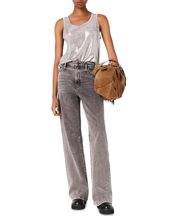 Maje Metallic Tank Top - Silver