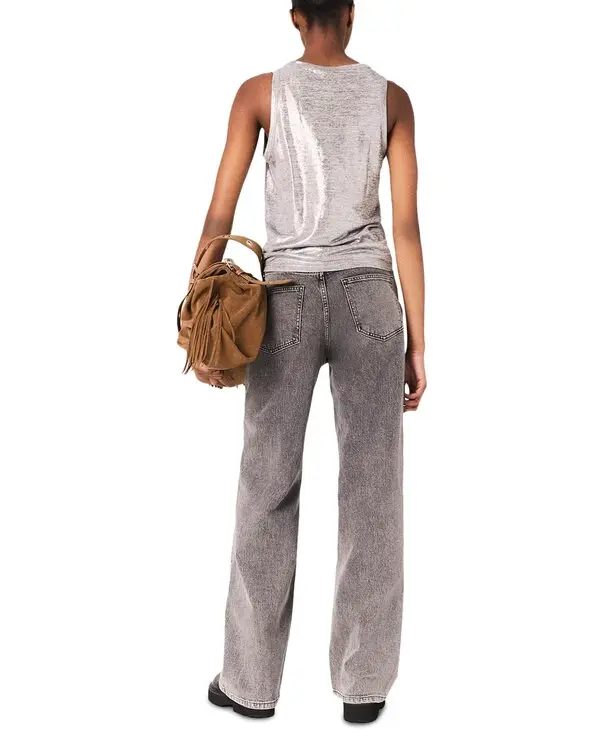 Maje Metallic Tank Top - Silver