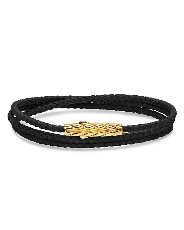 David Yurman Chevron Triple Wrap 18k Yellow Gold Bracelet - Gold/black
