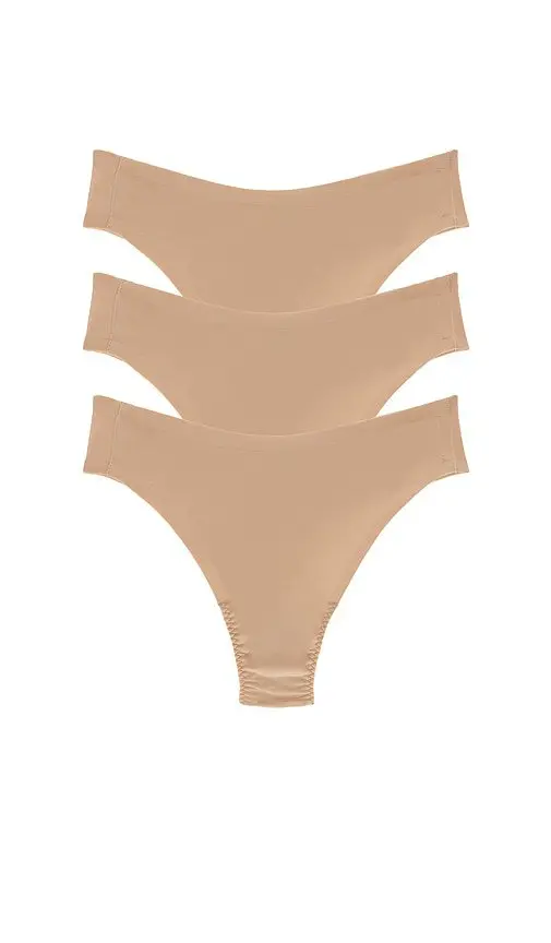 Spanx Smooth Fit-to-you Thong Pack Of 3 In Tan - Chai