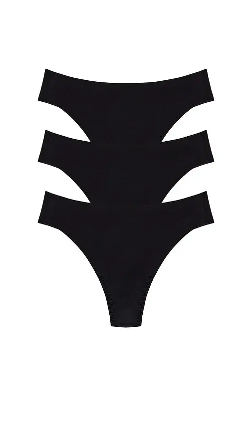 Spanx Smooth Fit-to-you Thong Pack Of 3 In Black - Very Black