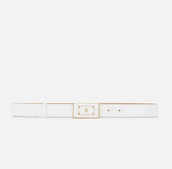 Elisabetta Franchi Leather Belt With Logo - Ivory