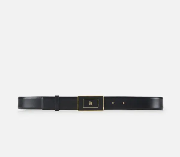 Elisabetta Franchi Leather Belt With Gold-tone Logo Plaque - Black