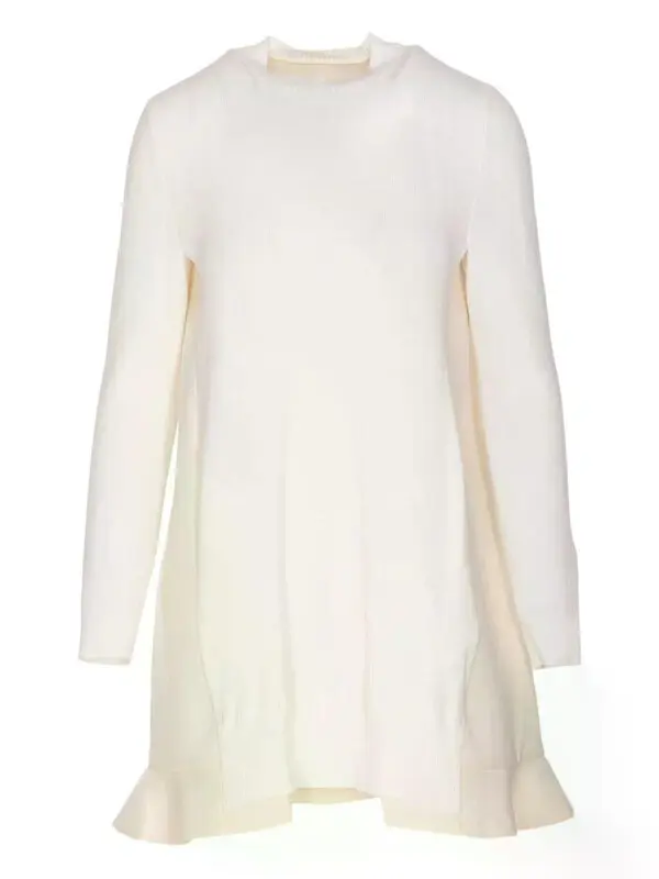 Sacai Crew-neck Ruffled-hem Dress
