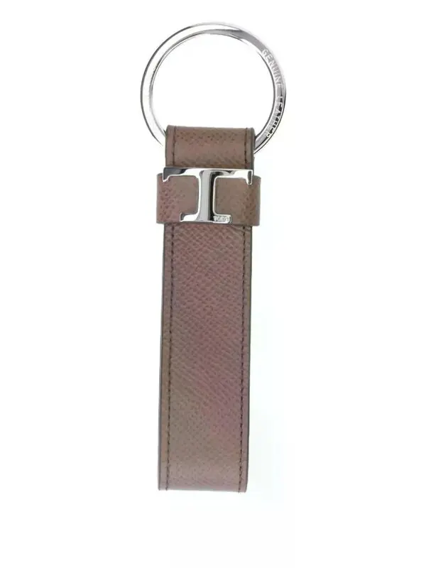 TOD'S Logo-plaque Leather Keyring - Brown