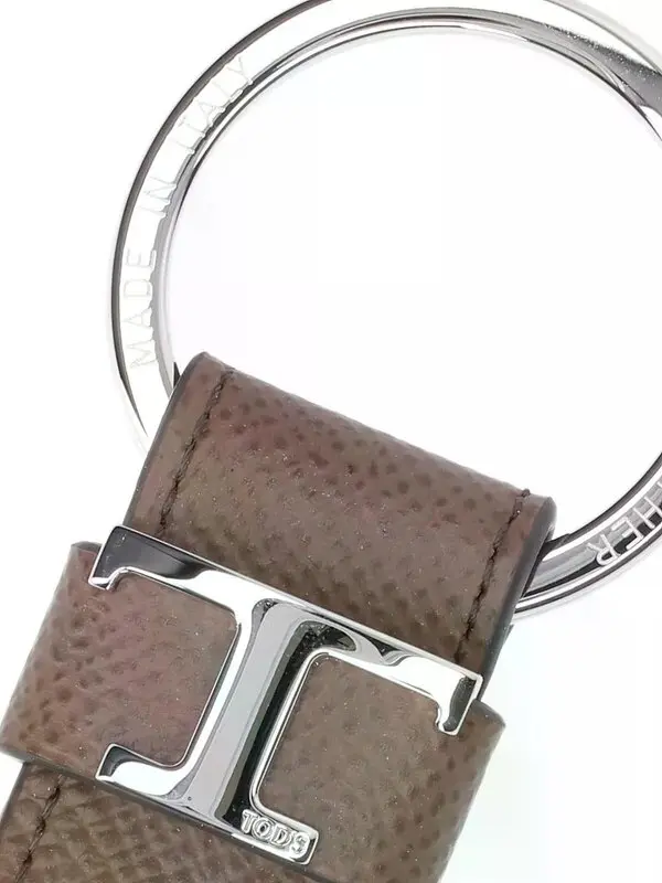 TOD'S Logo-plaque Leather Keyring - Brown