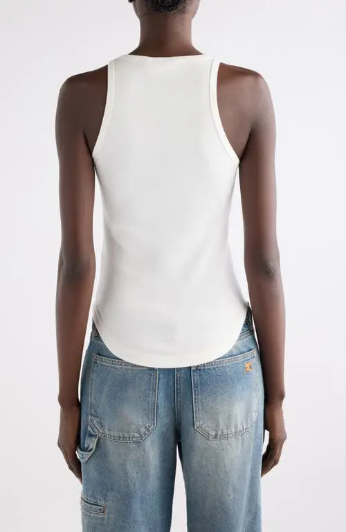 COURREGES Buckle Detail Stretch Cotton Rib Tank - Heritage White