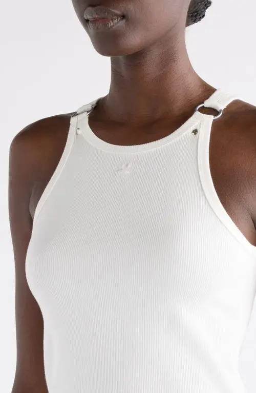 COURREGES Buckle Detail Stretch Cotton Rib Tank - Heritage White