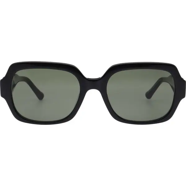 FLORENCE BY MILLS 55mm Rectangular Sunglasses - Gloss Black