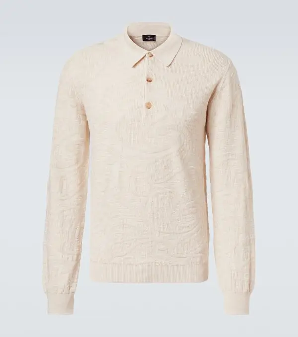 Etro Jacquard Wool-blend Polo Sweater