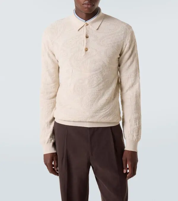 Etro Jacquard Wool-blend Polo Sweater
