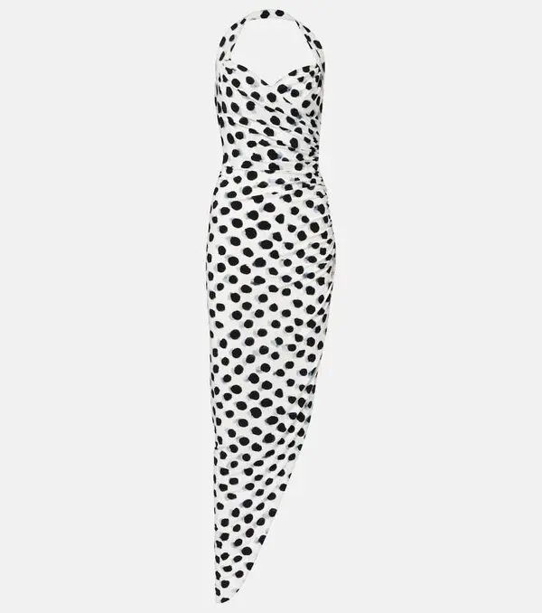 Norma Kamali Cayla Polka-dot Midi Dress
