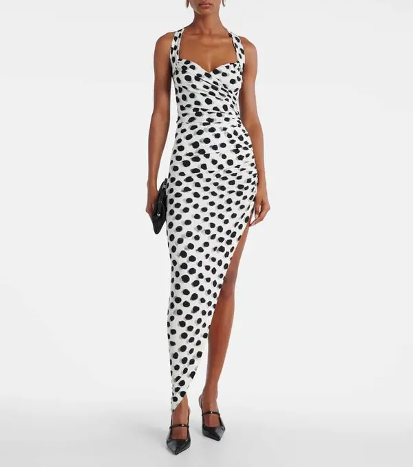 Norma Kamali Cayla Polka-dot Midi Dress