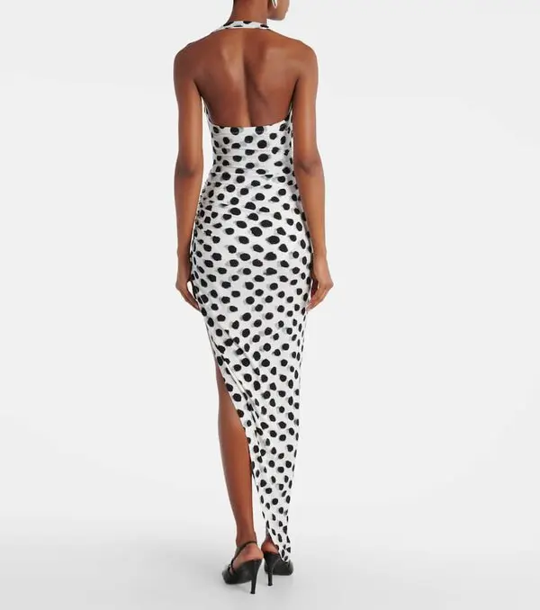 Norma Kamali Cayla Polka-dot Midi Dress