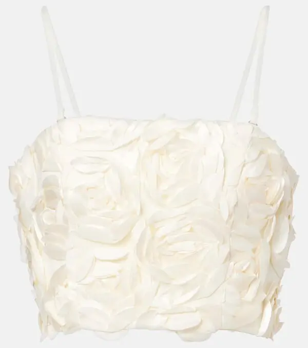 ROTATE BY BIRGER CHRISTENSEN Floral-appliqué Crop Top - White