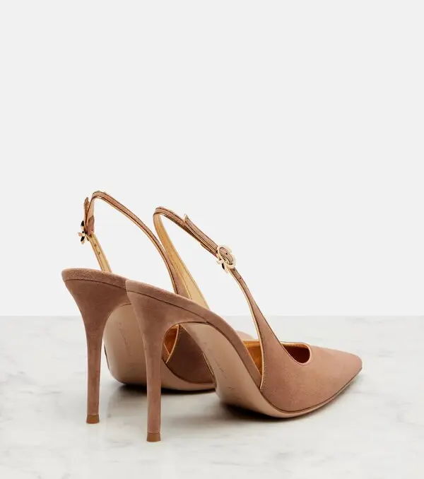 GIANVITO ROSSI Robbie 95 Suede Slingback Pumps