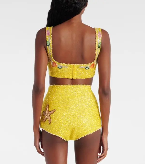CLIO PEPPIATT Embellished Crop Top - Yellow