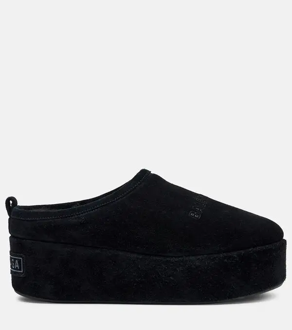 Balenciaga Suede Platform Mules - Black