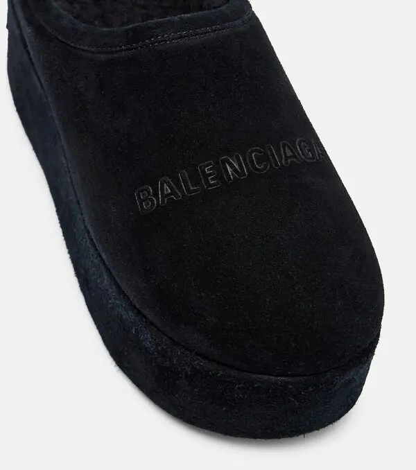 Balenciaga Suede Platform Mules - Black