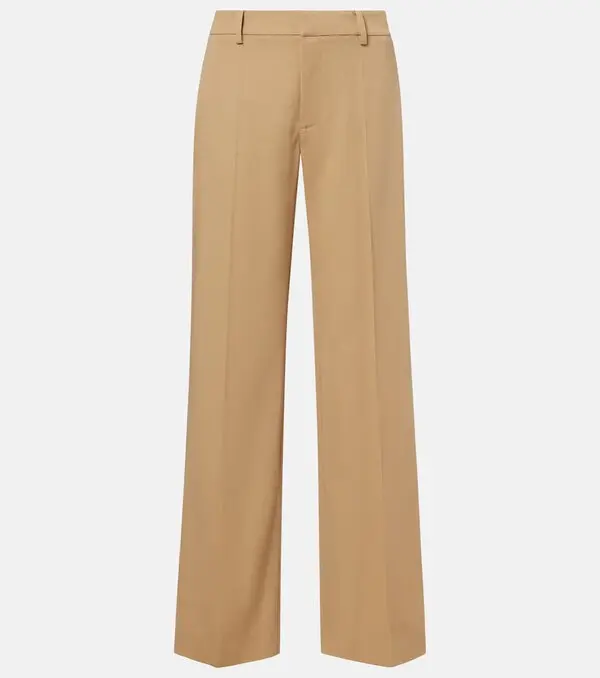Ralph Lauren Corrine Low-rise Wool Wide-leg Pants - Beige