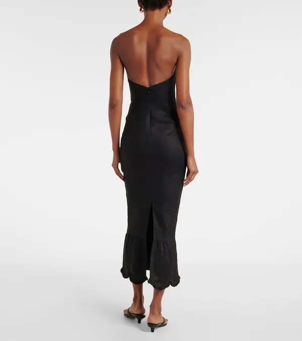 Posse Essie Strapless Linen Gown - Black