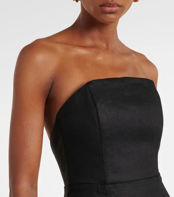 Posse Essie Strapless Linen Gown - Black