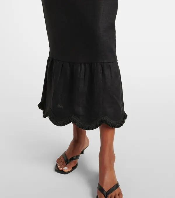 Posse Essie Strapless Linen Gown - Black