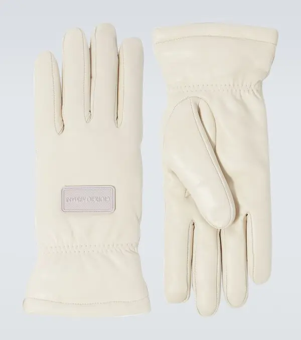 Giorgio Armani Cashmere-lined Leather Gloves - White
