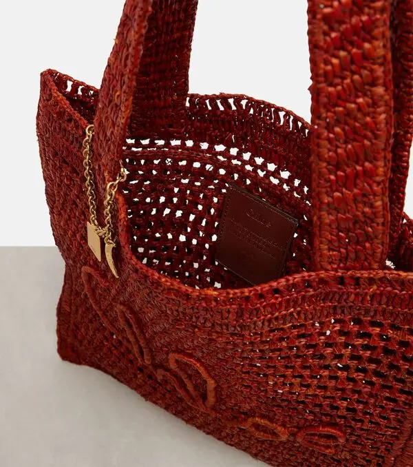 Chloé Raffia Tote Bag With Calf Leather Details