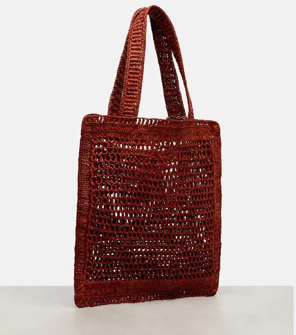 Chloé Raffia Tote Bag With Calf Leather Details