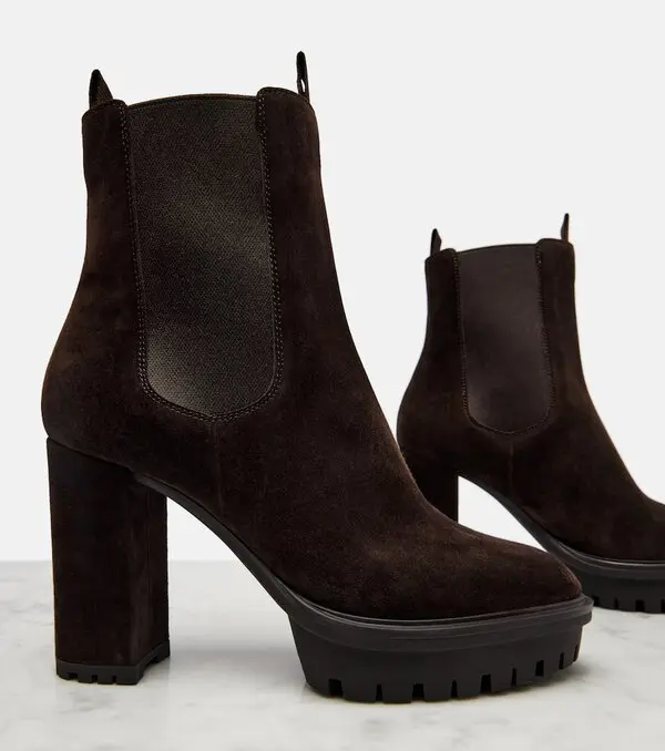 GIANVITO ROSSI 90 Suede Platform Ankle Boots
