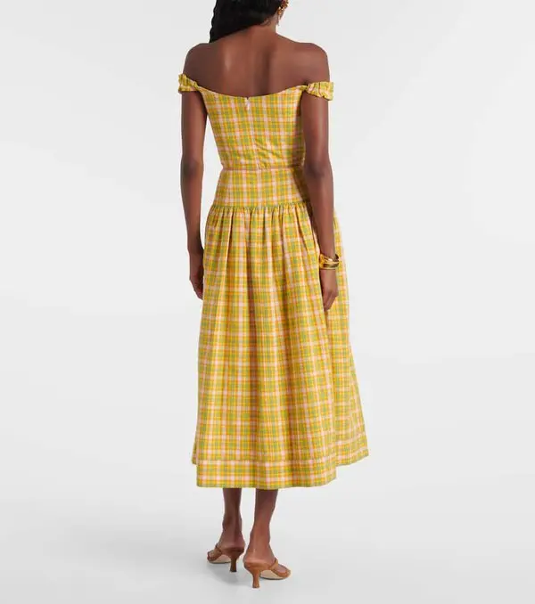 MARKARIAN Giorgia Checked Cotton Midi Dress - Yellow
