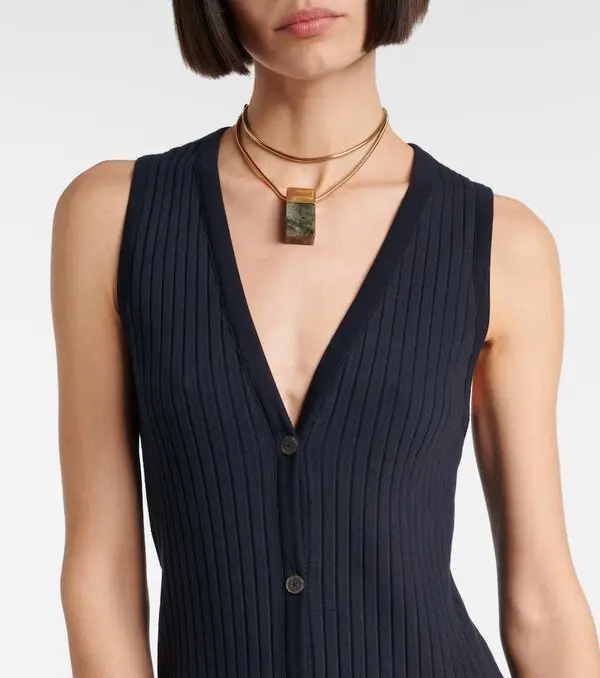 Vince Ribbed-knit Midi Dress - Blue