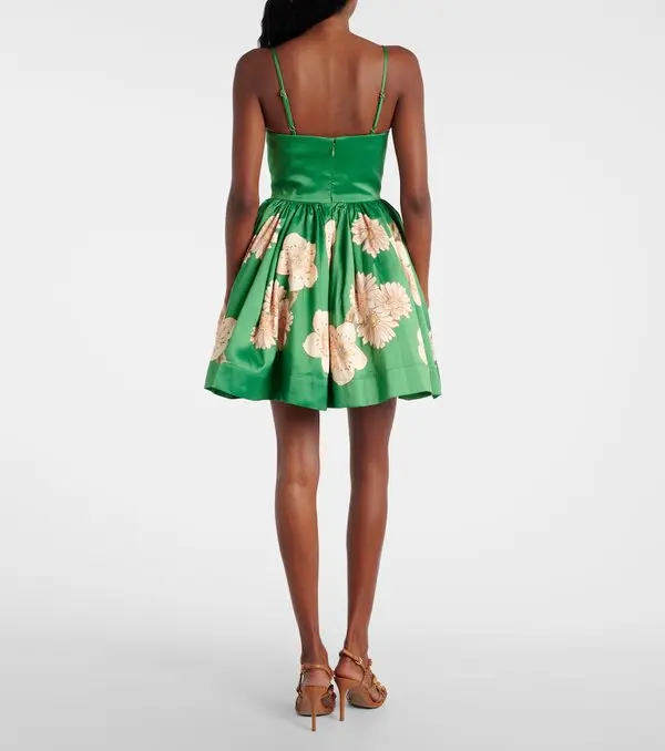 ALEMAIS Floral Gathered Mini Dress - Green
