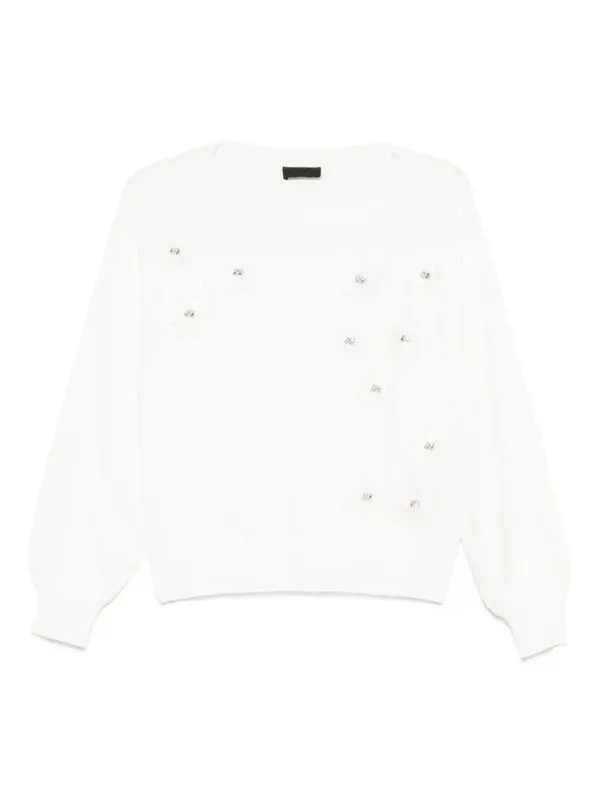 Liu Jo Beaded Long Sleeve Top - White