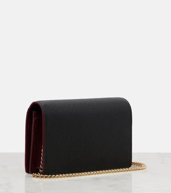 Gucci Gg Petite Marmont Leather Wallet On Chain - Black