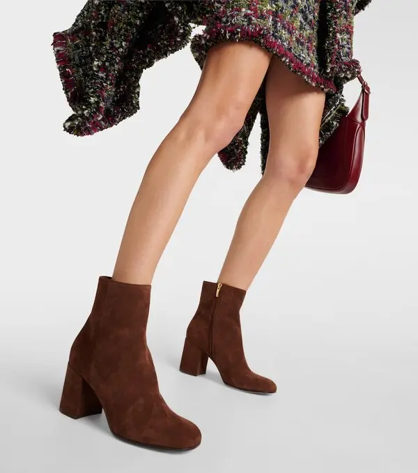 GIANVITO ROSSI Joelle 70 Suede Ankle Boots - Brown