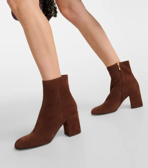 GIANVITO ROSSI Joelle 70 Suede Ankle Boots - Brown