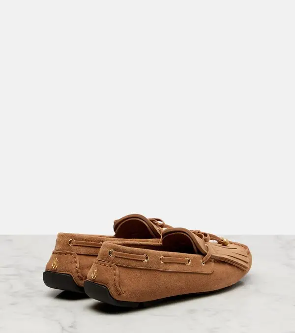 JIMMY CHOO Manon F Fringed Suede Boat Shoes - Brown
