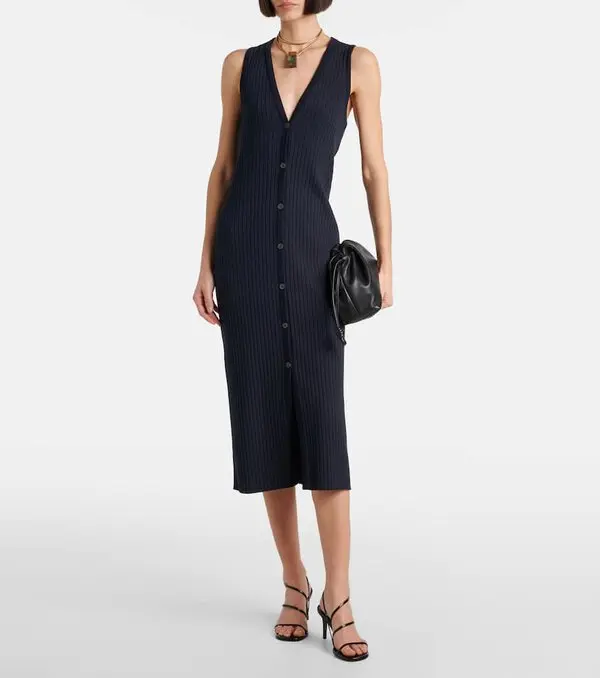 Vince Ribbed-knit Midi Dress