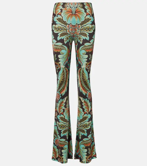 Etro Printed Crepe Jersey Flared Pants