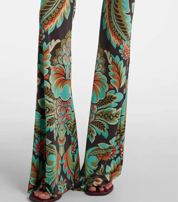 Etro Printed Crepe Jersey Flared Pants