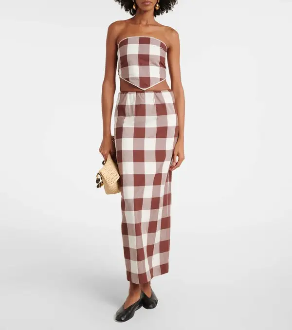 Posse Mira Gingham Cotton Maxi Skirt - Multicoloured