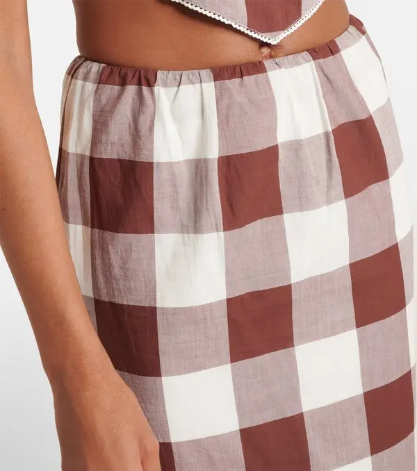 Posse Mira Gingham Cotton Maxi Skirt - Multicoloured