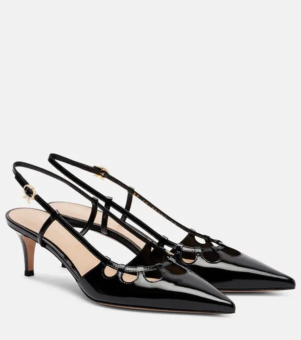 GIANVITO ROSSI Patent Leather Slingback Pumps - Black