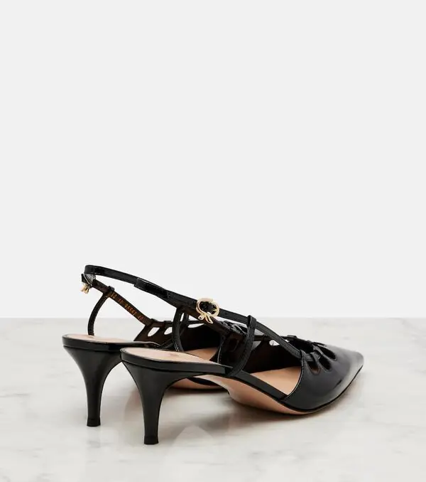 GIANVITO ROSSI Patent Leather Slingback Pumps - Black