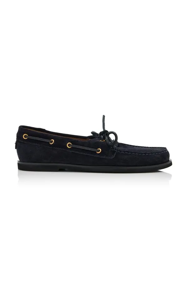 GIANVITO ROSSI Vandèe Suede Boat Shoes - Navy