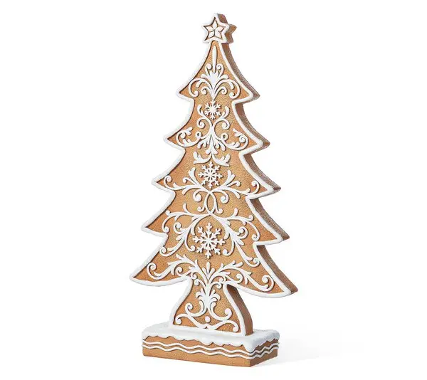 GLITZHOME 15'h Resin Christmas Tree Table Decor